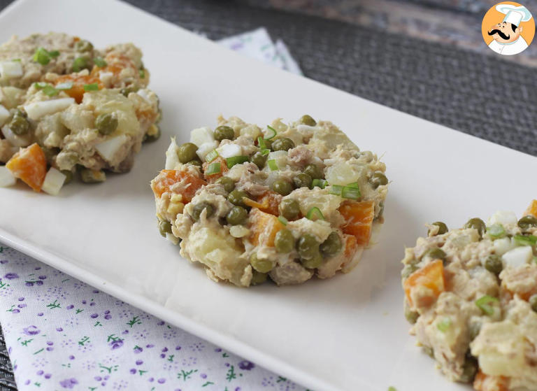 Russian salad with homemade mayonnaise