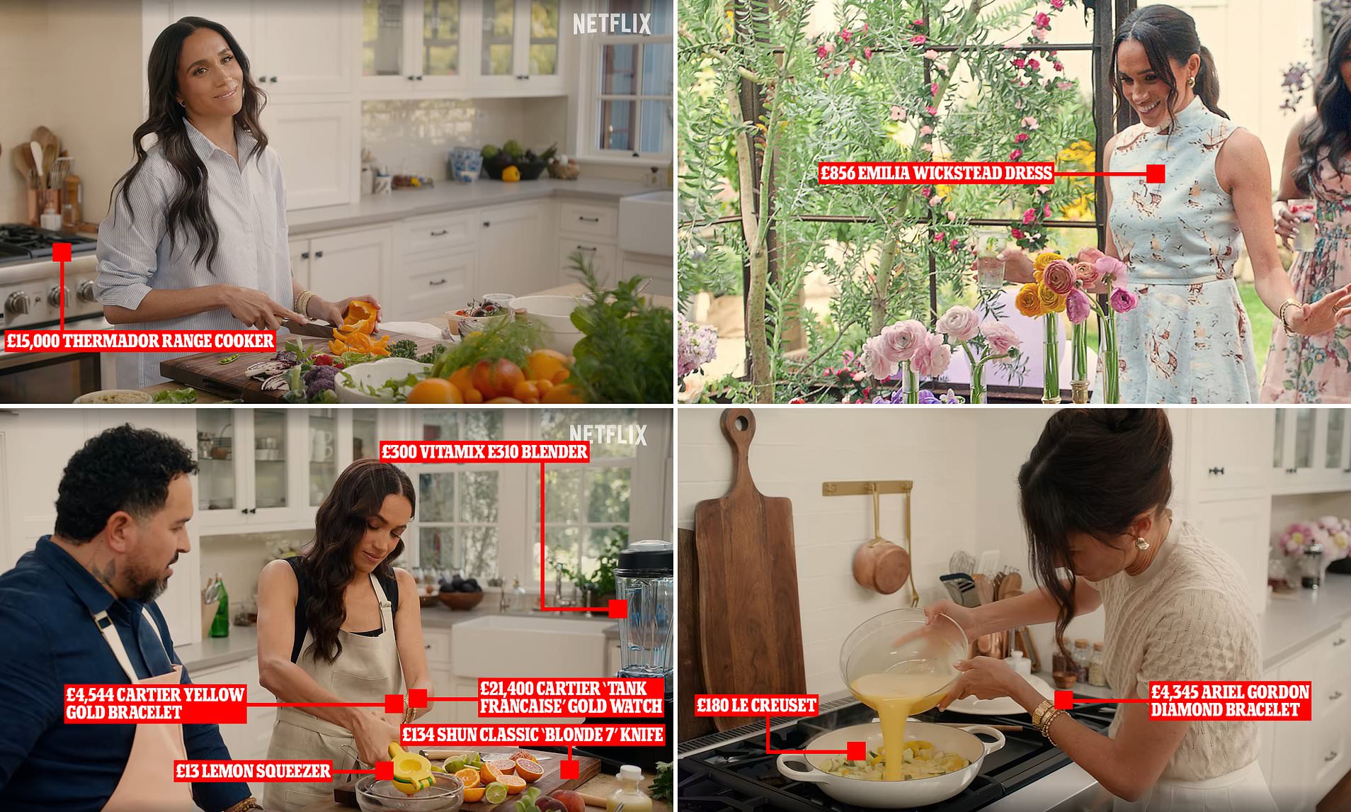 Meghan's £20k Netflix kitchen: Luxury Le Creuset pans to a £15k cooker