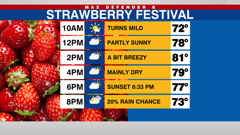 Breezy w/ a stray shower Tue, strong cold front Wed.
