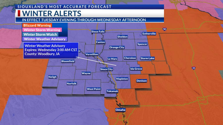 Winter Weather Advisories, Blizzard Warnings, and High Wind Warnings issued ahead of winter storm