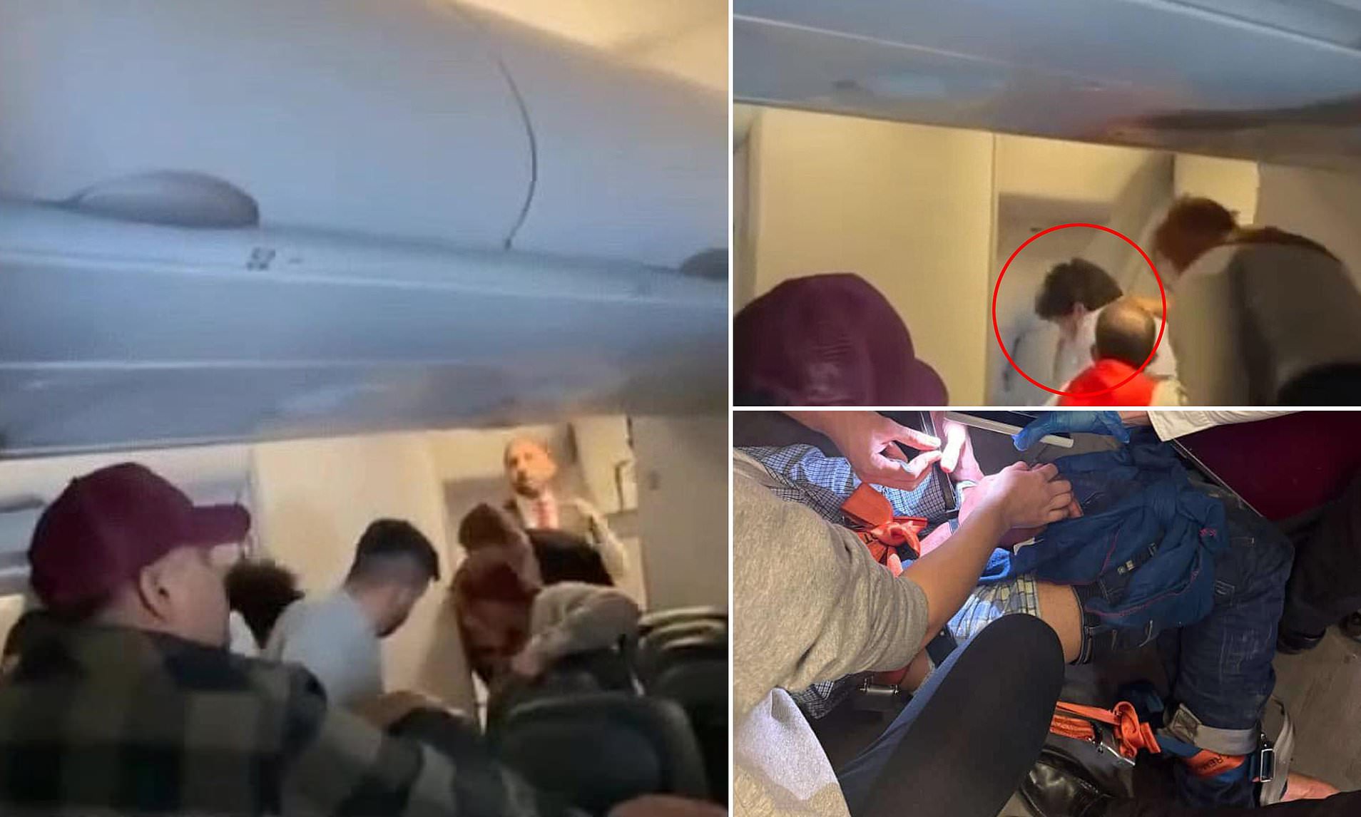 Terrifying moment passenger 'tries to open emergency exit' mid-flight
