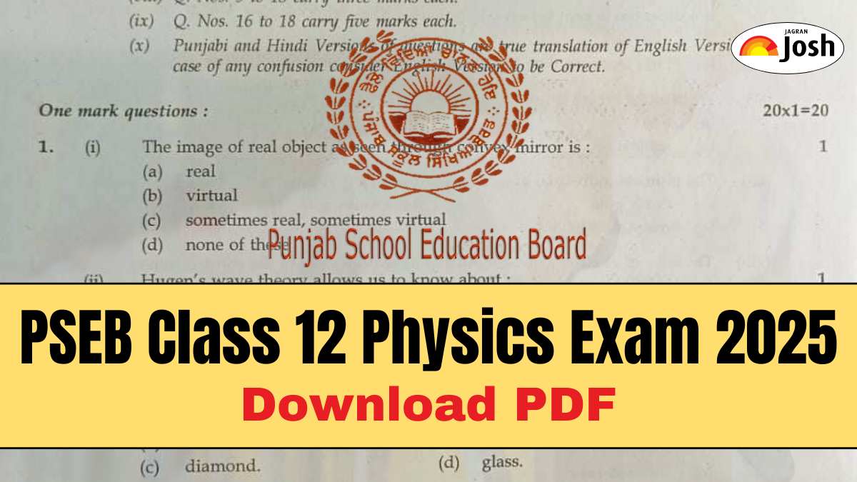 PSEB Class 12 Physics Exam Analysis, Question Paper 2025 Available with Answer Key, Download PDF