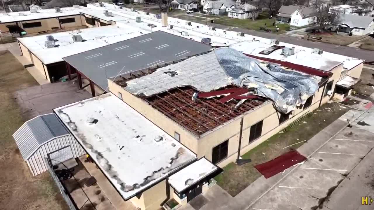 WATCH: Drone video shows damage to elementary school after Ada hit by ...