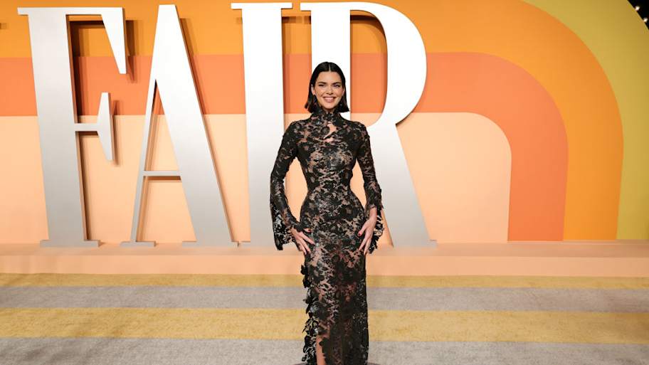 Kim Kardashian and Kendall Jenner attend the 2025 Vanity Fair Oscar ...