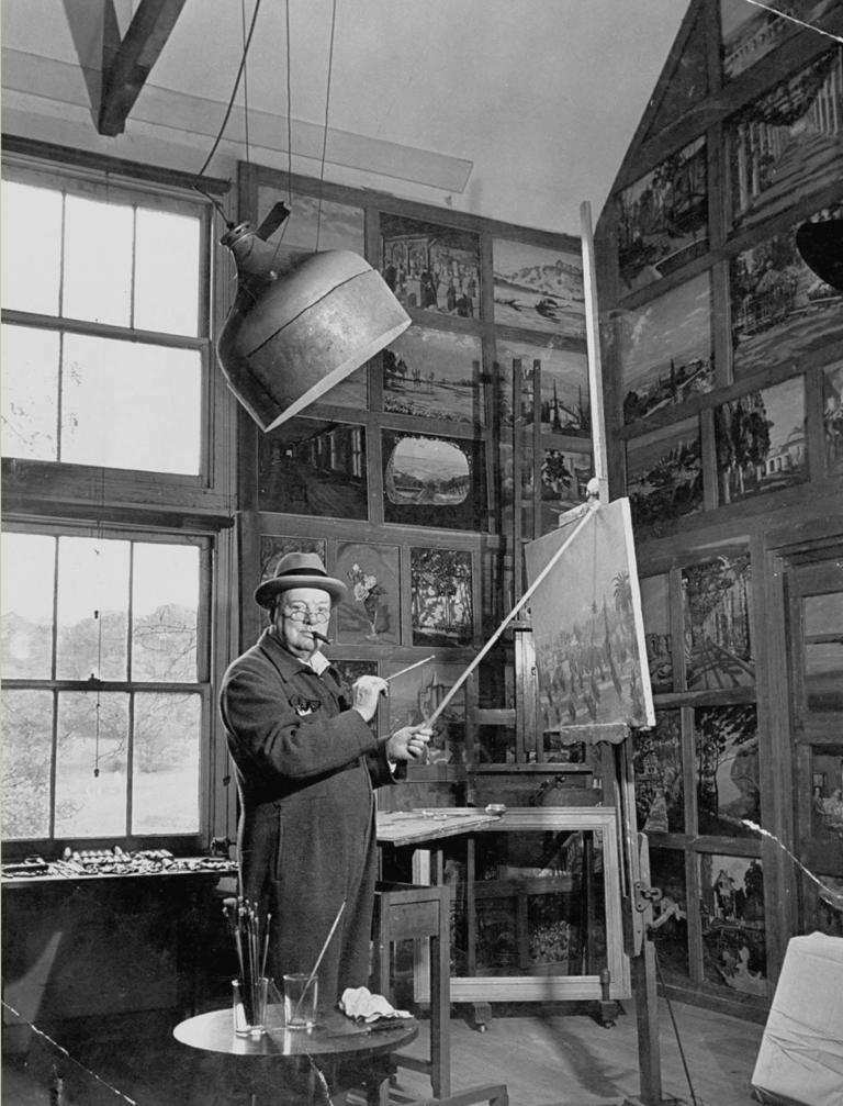 With his nation at war, Winston Churchill dressed in a wartime onesie