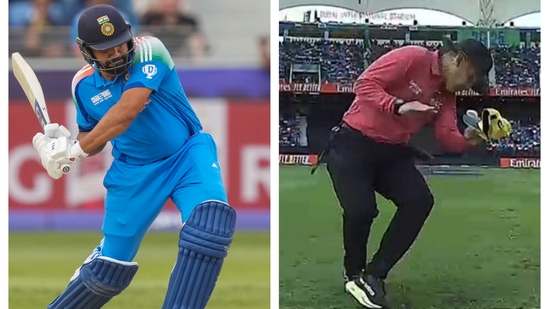 Umpire fears for life after Rohit Sharma hits ball straight at him ...