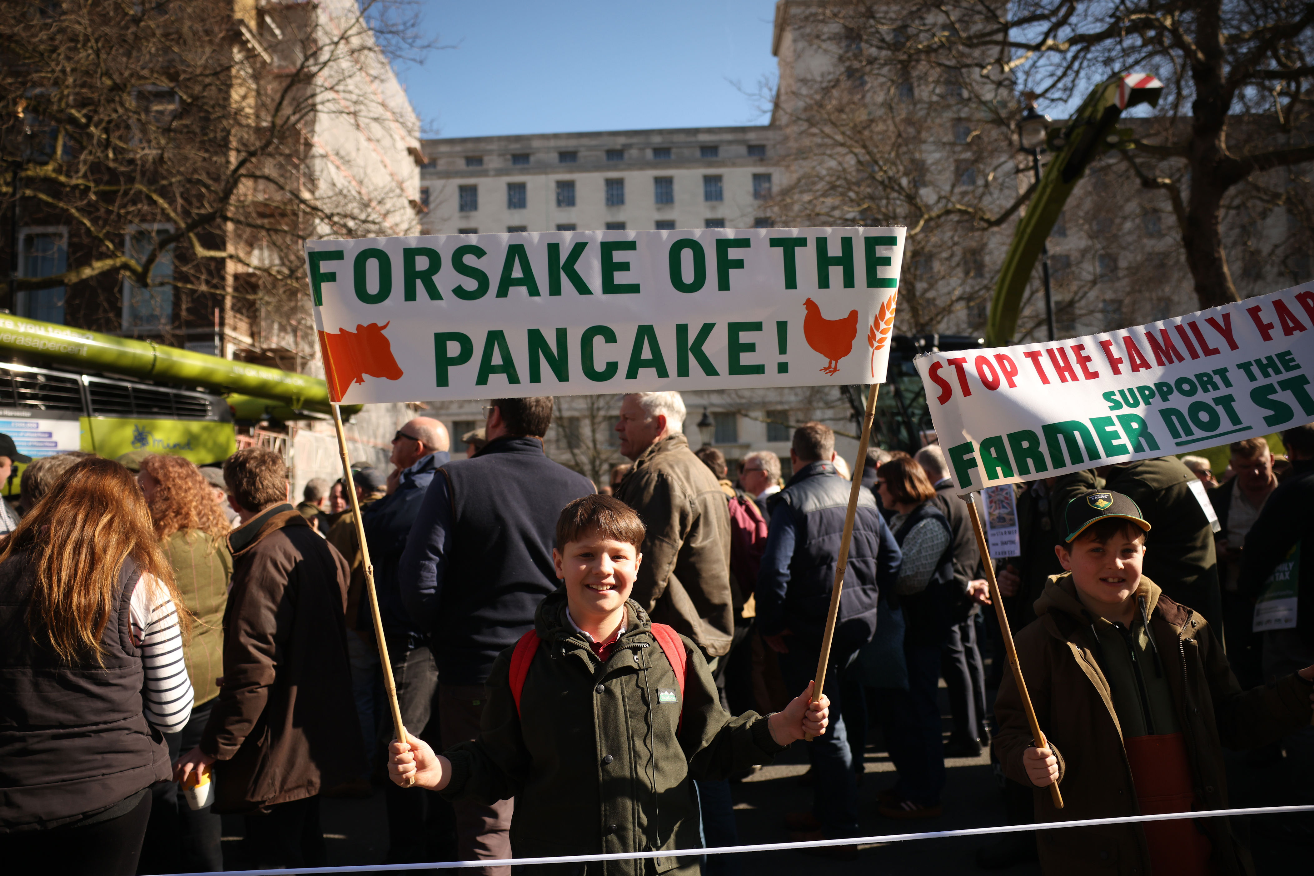 'Forsake the pancake' - Flipped-off farmers stage Pancake Day protest ...