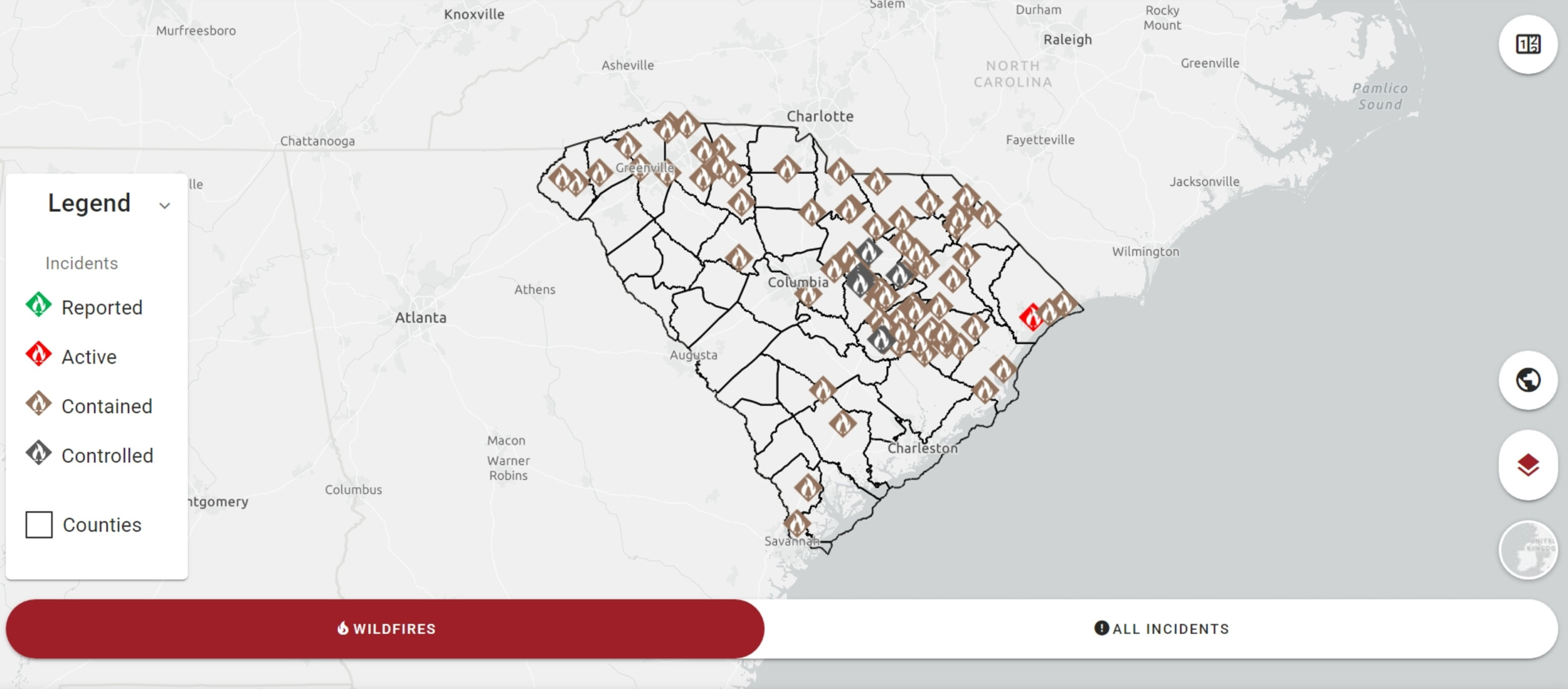 North and South Carolina Wildfire Map Shows Containment of Fires