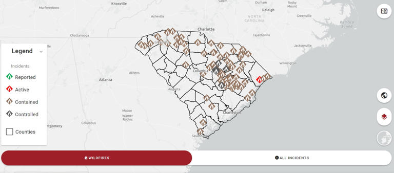 North and South Carolina Wildfire Map Shows Containment of Fires