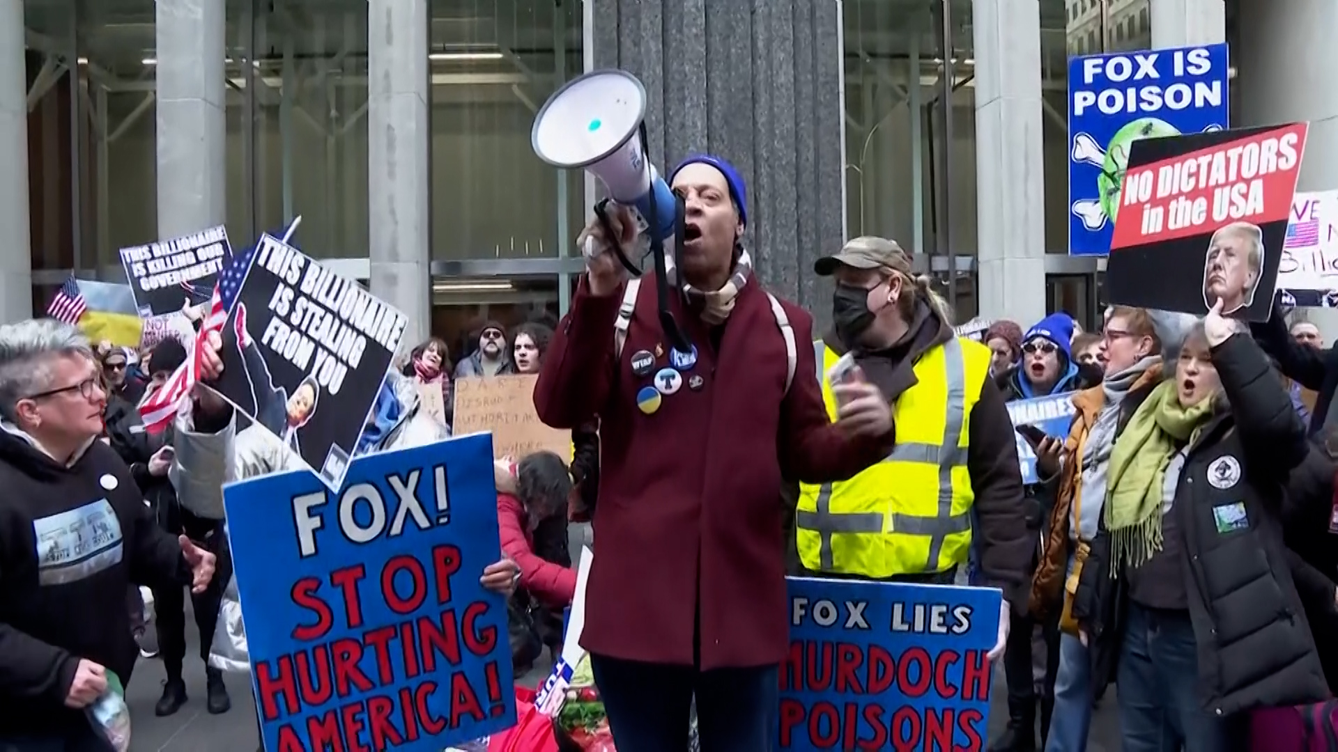 People Protest Outside Fox News: ‘No Dictator In The USA’