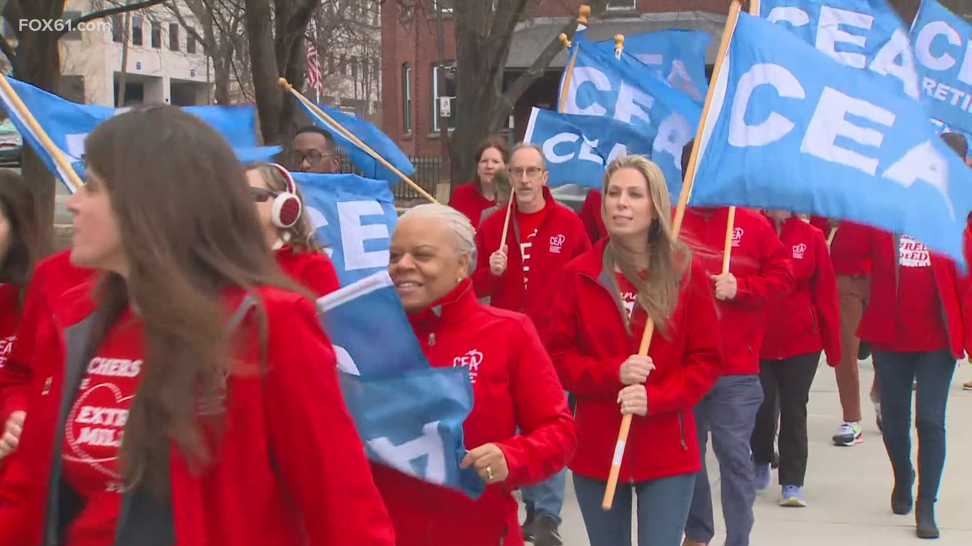 CEA teachers' union leads march in Hartford for Champions for Public ...