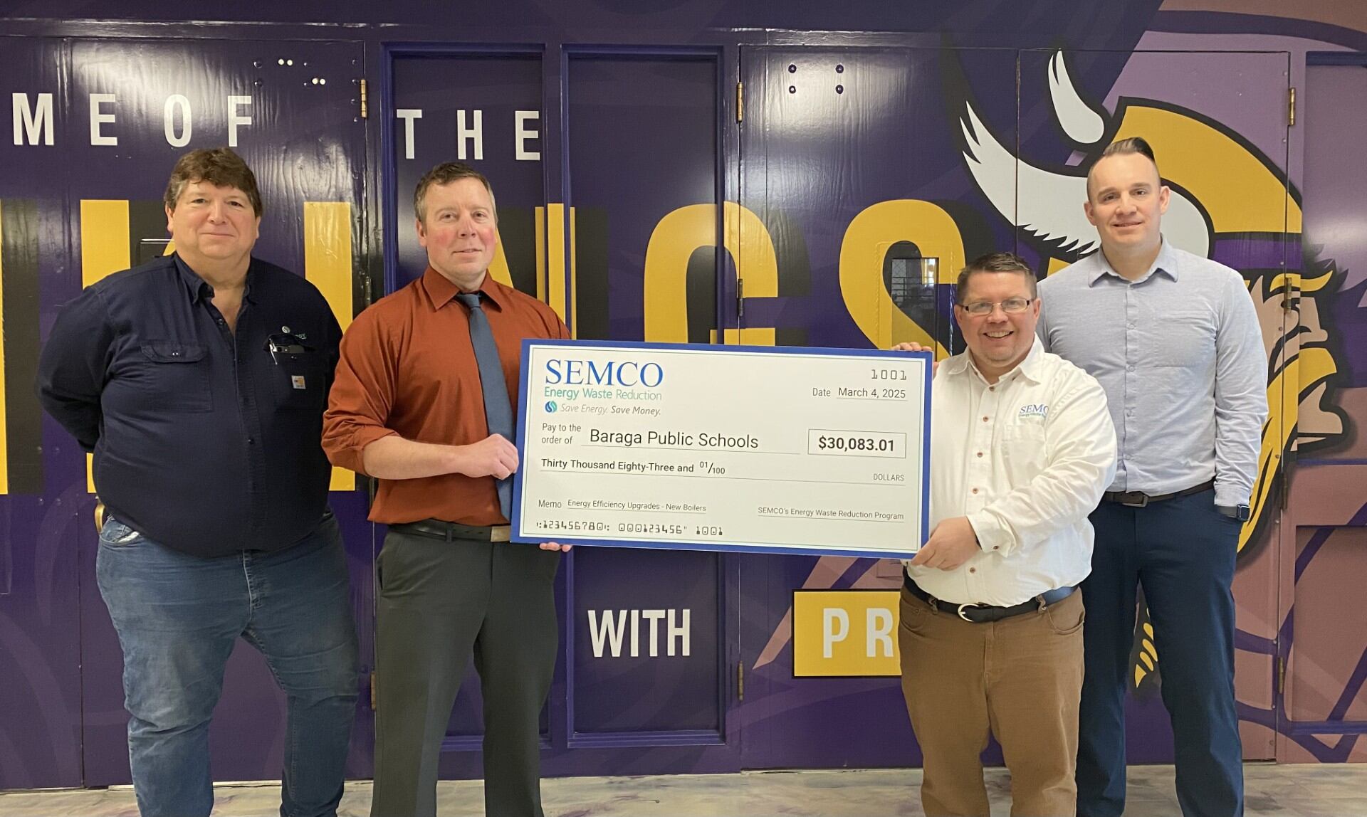 Baraga Area Schools receives $30K rebate check from SEMCO Energy Gas ...