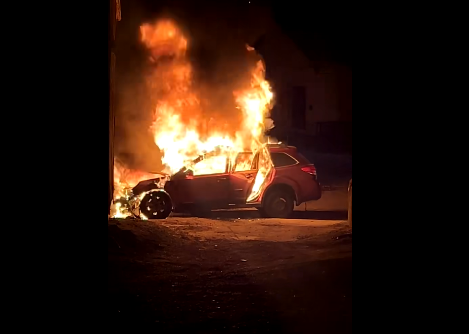 WATCH: Suspect's car catches on fire after hitting multiple vehicles in ...