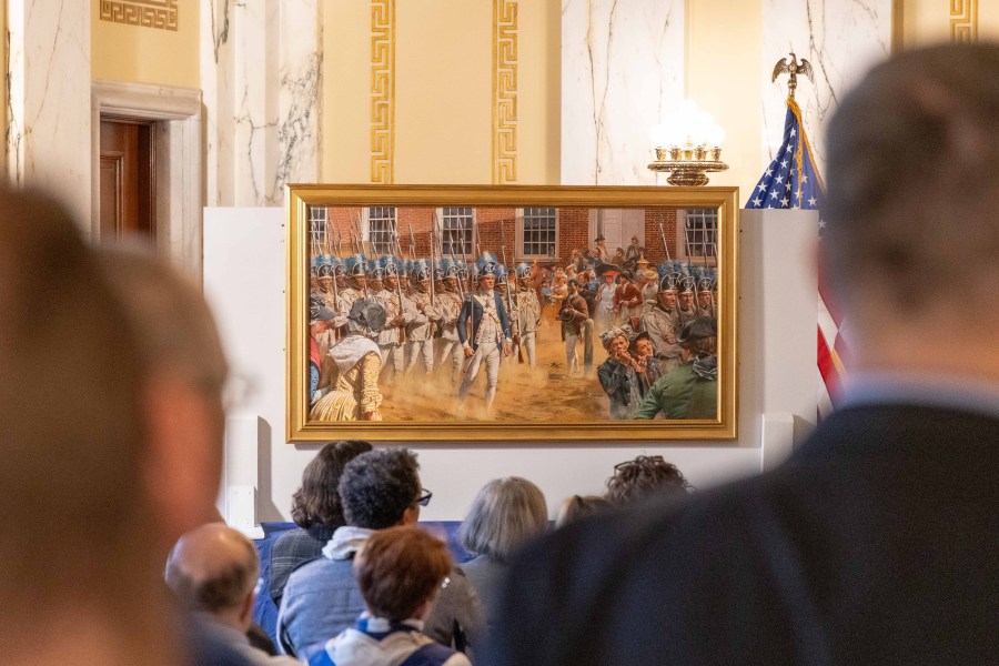Portrait depicting 1st Rhode Island Regiment on display at State House