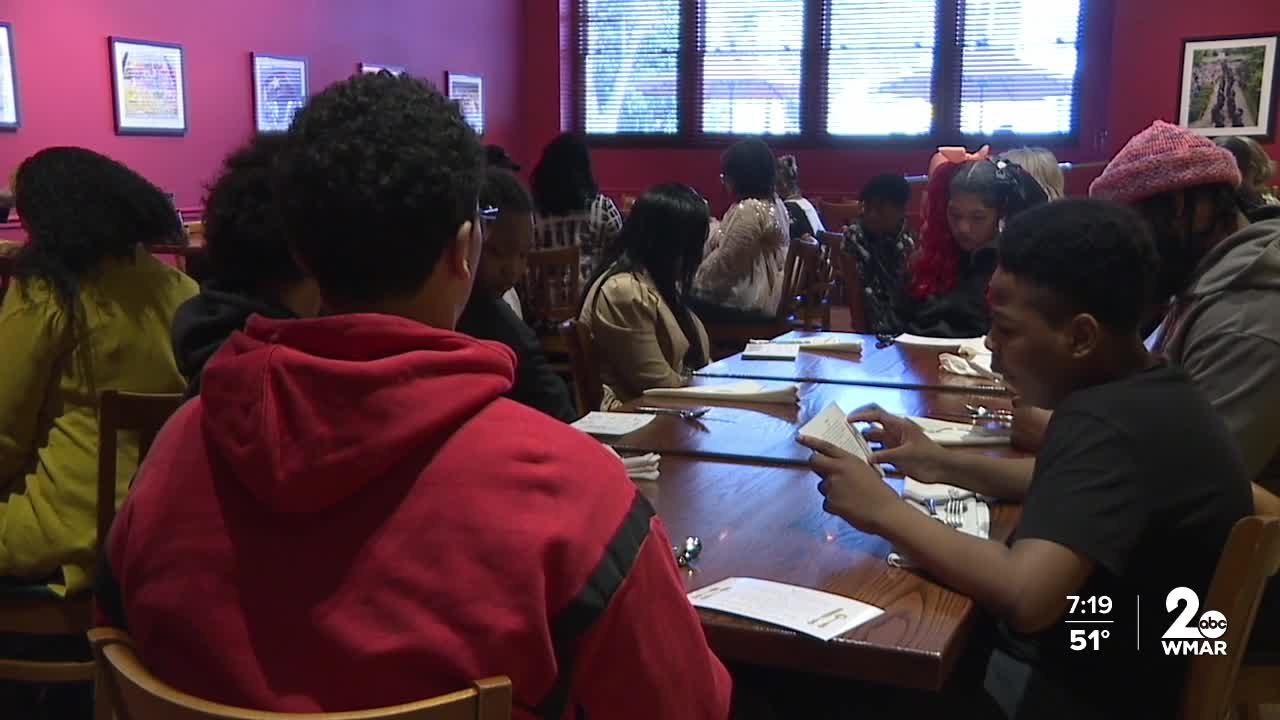 BCPSS students get a lesson on dining etiquette at Miss Shirley's Cafe