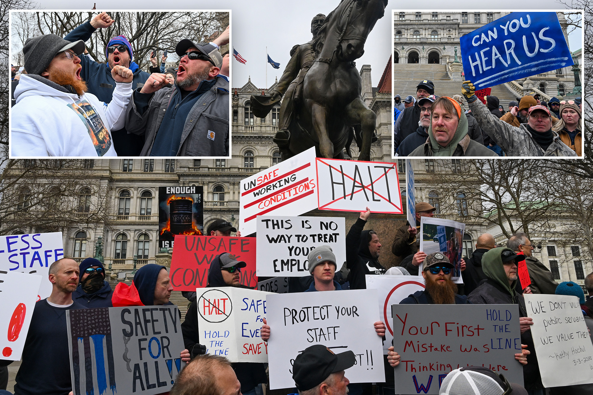 Hundreds of prison guards flood NY state capital as wildcat strike ...