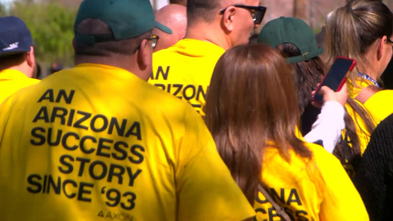 Axon employees rally in support of bills to keep headquarters in Arizona