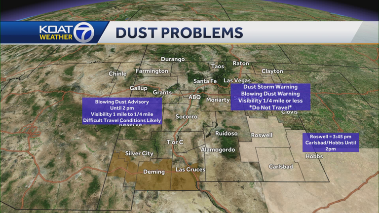 Dust storm warnings issued for southern New Mexico