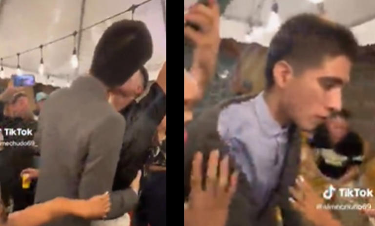 ¡Acaba mal! Invitado BESA al NOVIO frente a recién casada en plena fiesta de boda | VIDEO