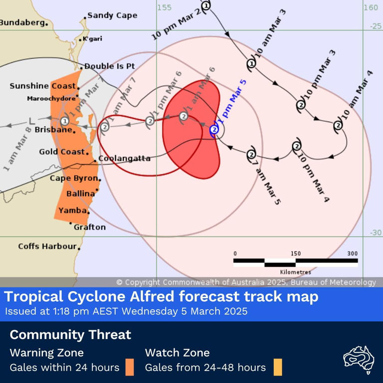 Cyclone Alfred latest: Rare Category 2 storm nears Australian coast as ...