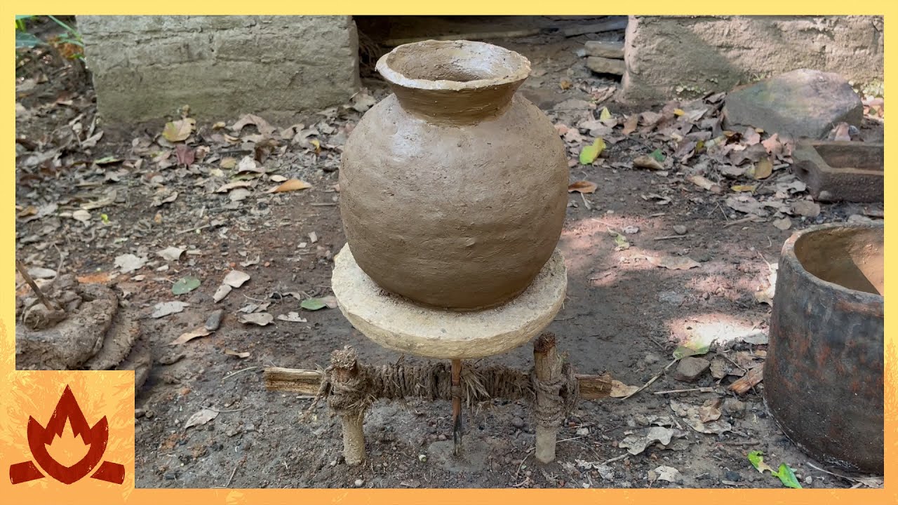 Witness the Craft of Creating a Pottery Wheel from Primitive Materials