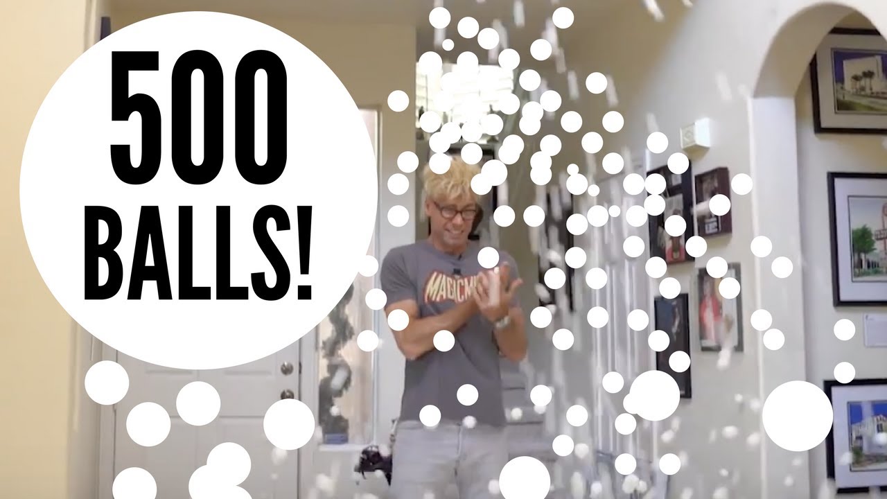 Mind blowing trick! (500 ping pong balls hit me)