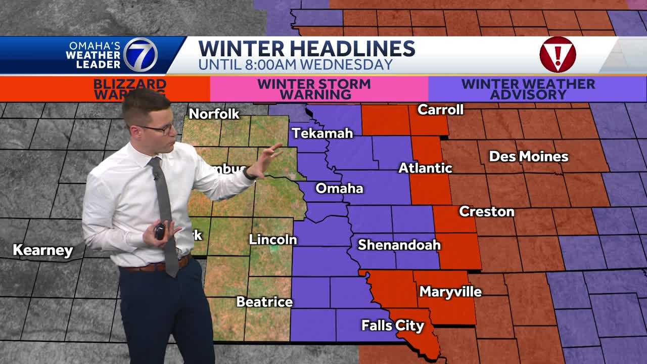 Omaha weather: Rain to snow, blizzard warning Wednesday morning
