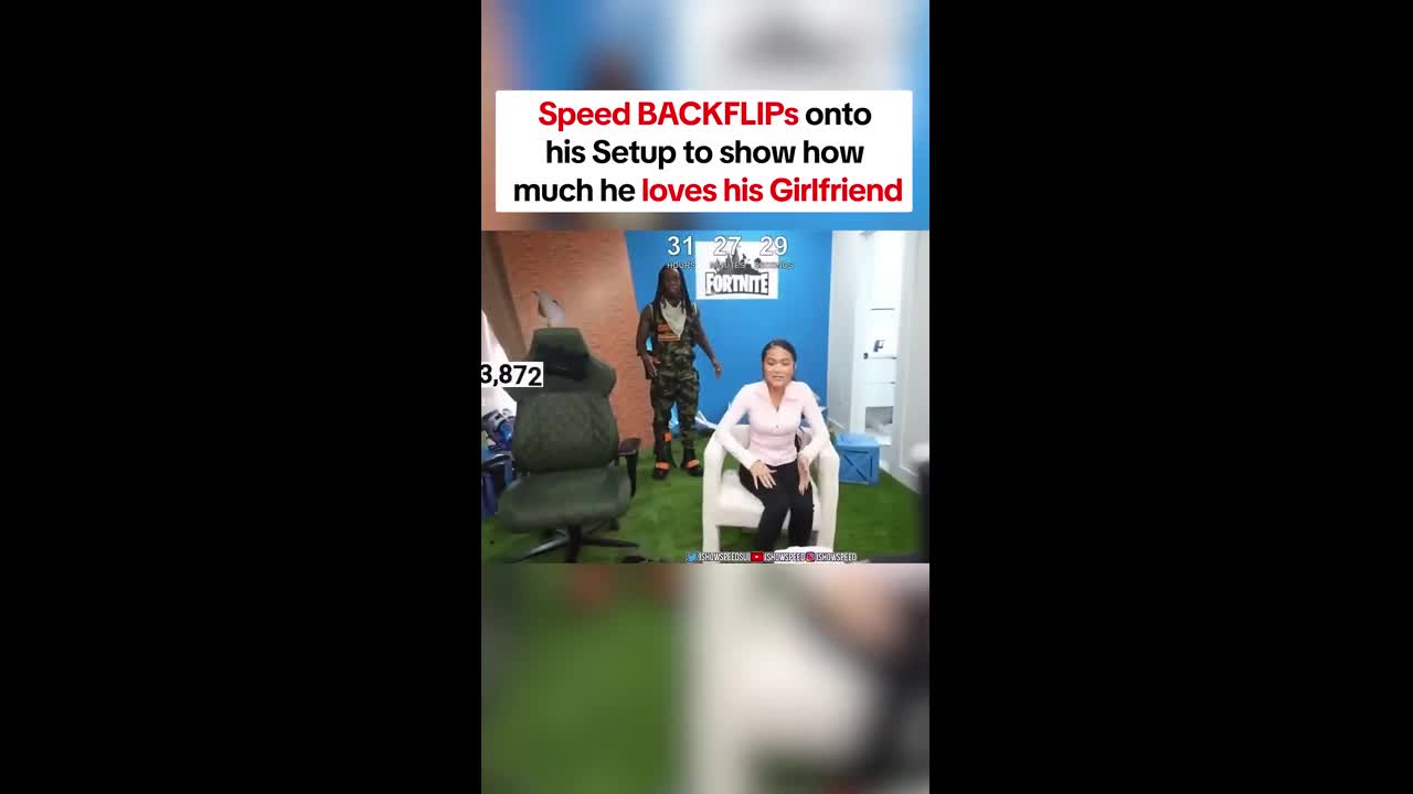 Gamer Backflips onto Setup to Show Love