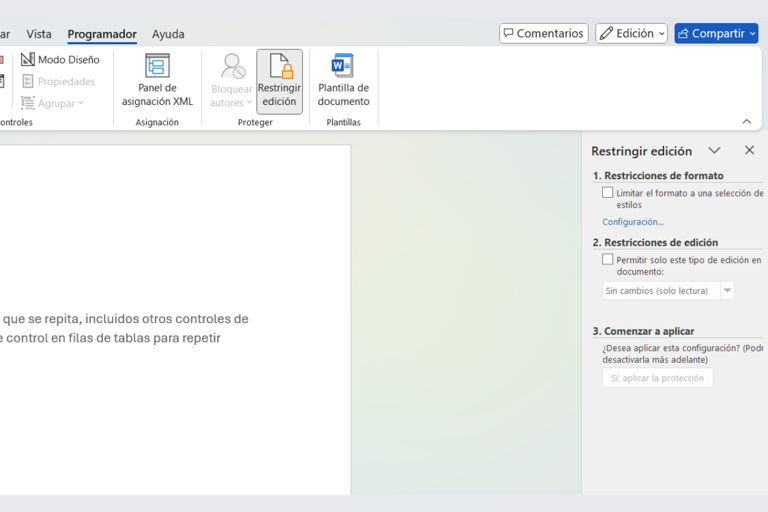 Paso a paso para crear un documento de Word rellenable
