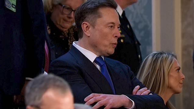 Elon Musk daydreams and whistles as he awaits Trump's Congress speech