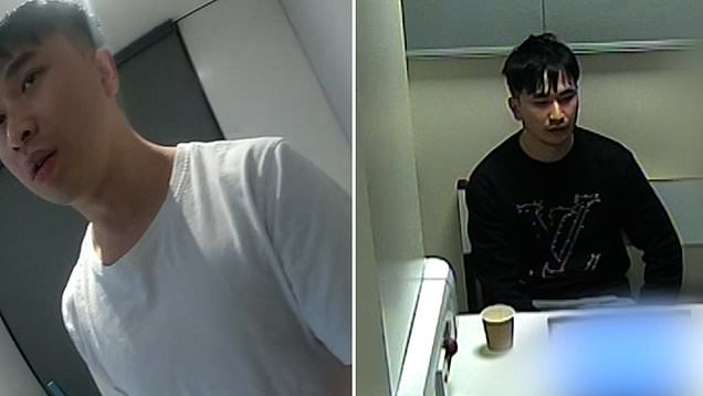 Moment rapist Zhenhao Zou arrested and questioned by police