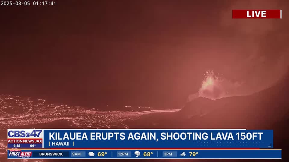 Hawaii's Kilauea erupting, shooting lava 150 feet in air