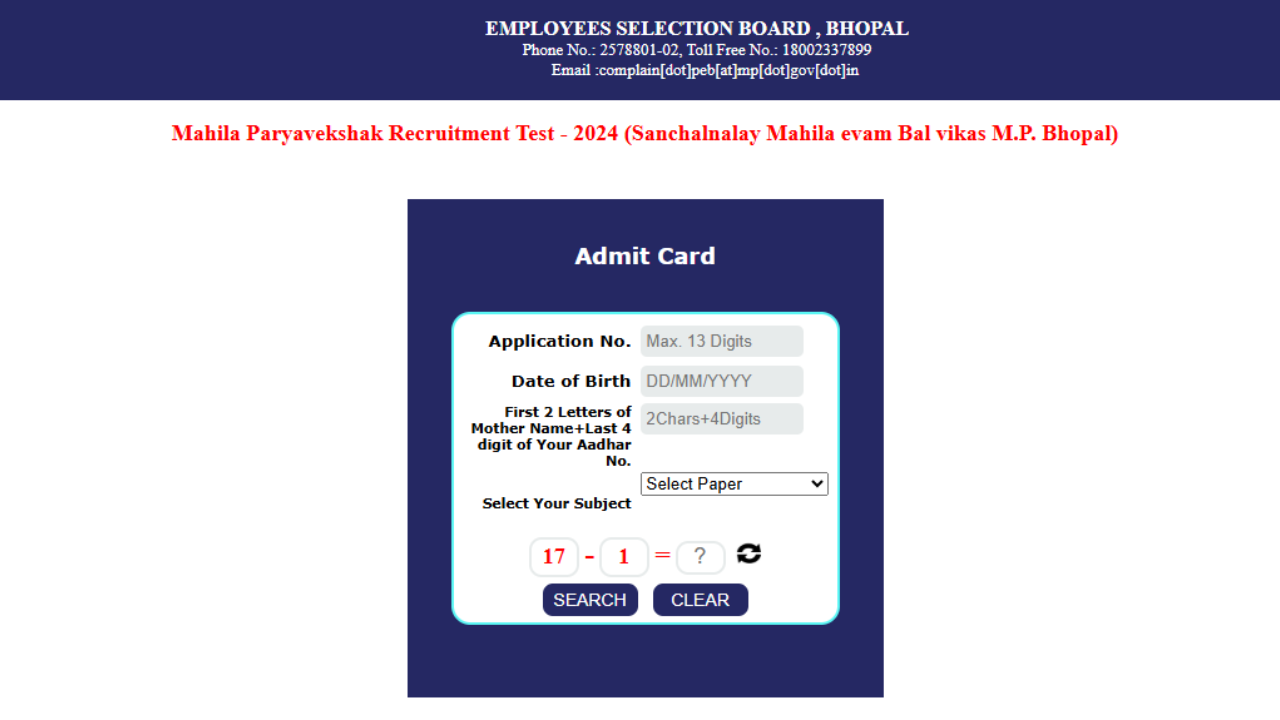 Mahila Paryavekshak admit card 2024 released at esb.mp.gov.in, check ...