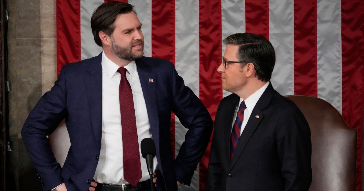 JD Vance and Mike Johnson Caught Talking on Hot Mic Before Trump's ...
