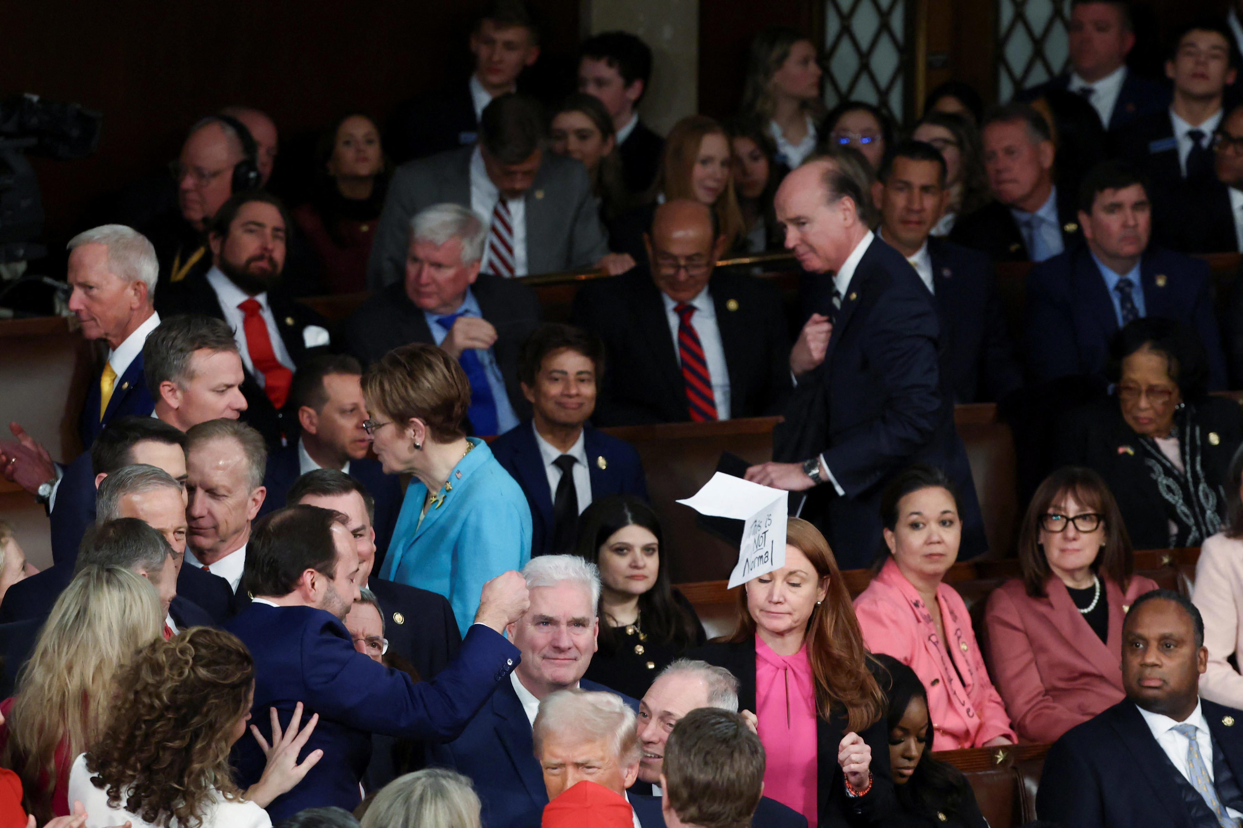 Video: Rep. Gooden rips away 'This is not normal' sign from Rep ...
