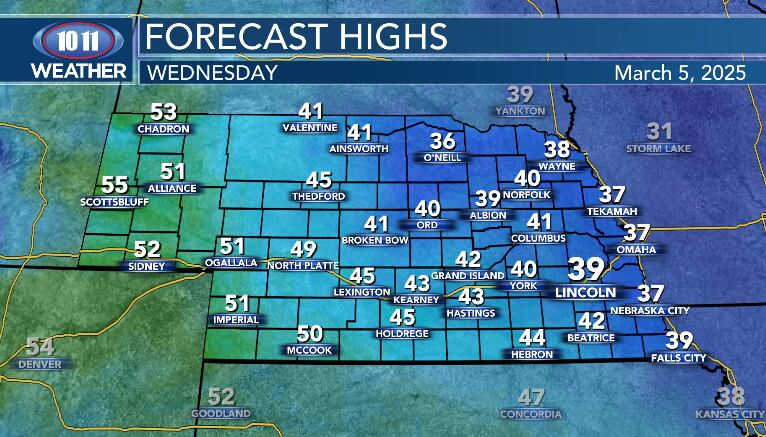 Sunny, windy and chilly Wednesday afternoon