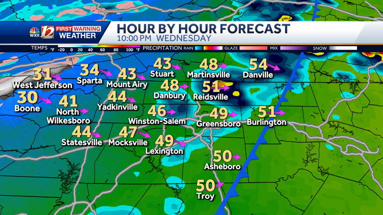 Hour-by-hour forecast: More storms in North Carolina, mountain snow
