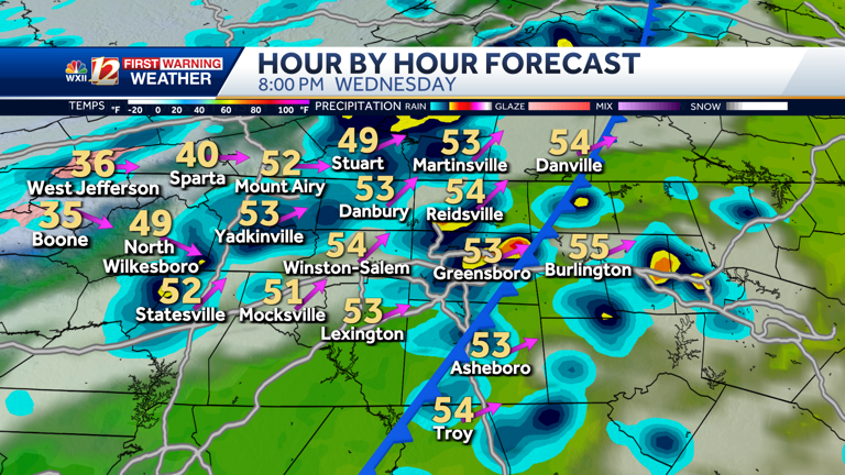 Hour-by-hour forecast: More storms in North Carolina, mountain snow