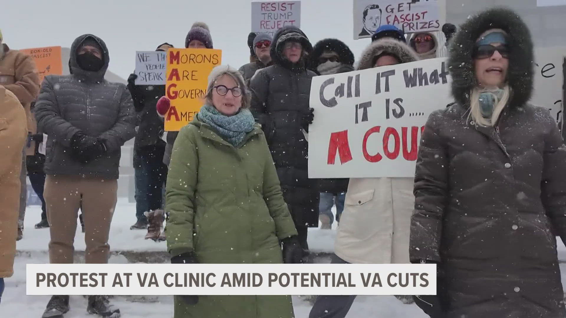 Protestors gather at Veteran's Affairs clinic amid potential looming cuts