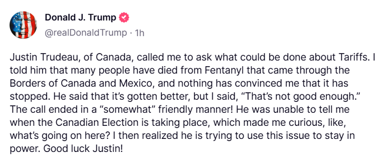 ‘GOOD LUCK JUSTIN’: Trump says tariff call with ‘Governor’ Trudeau was ...