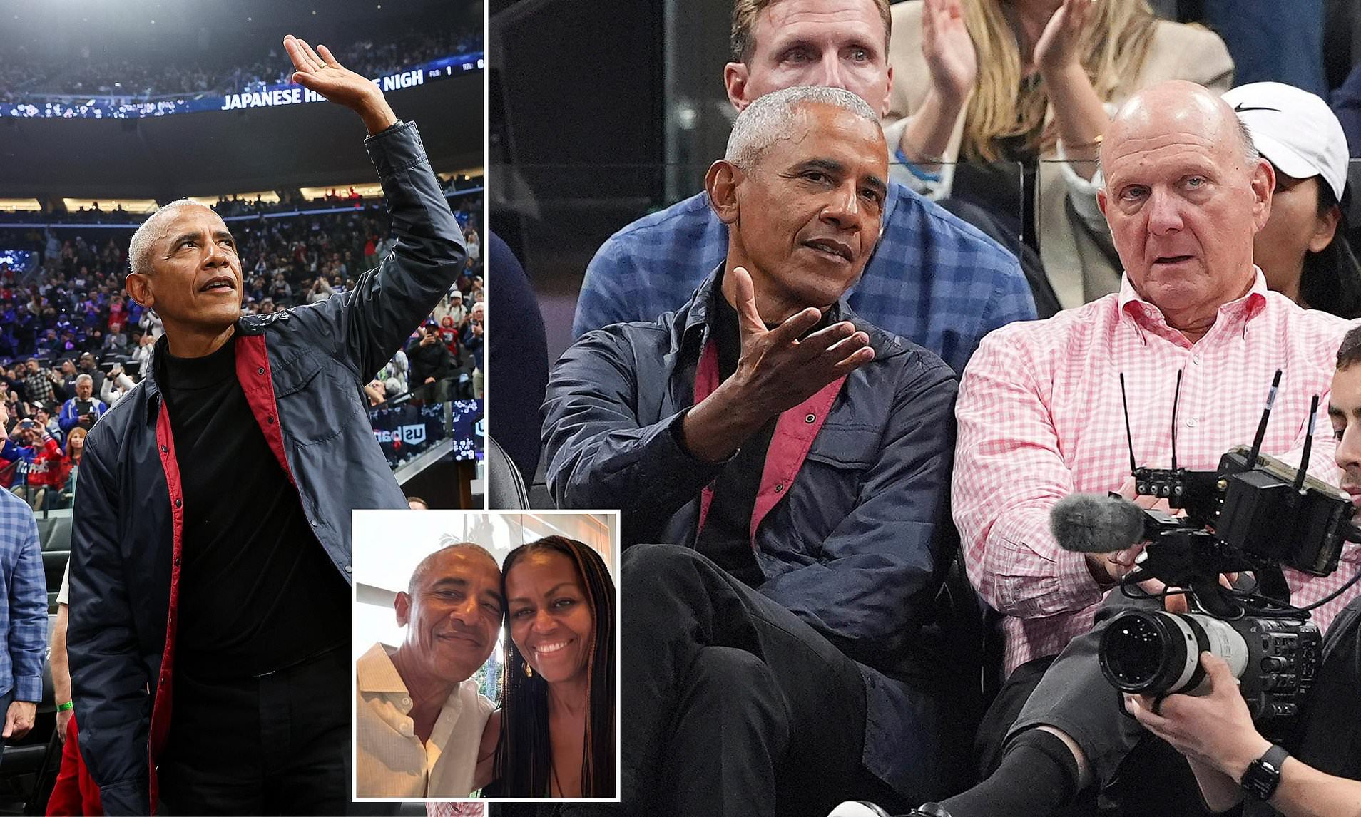 Barack Obama heads to the Clippers NBA game in LA without wife Michelle ...