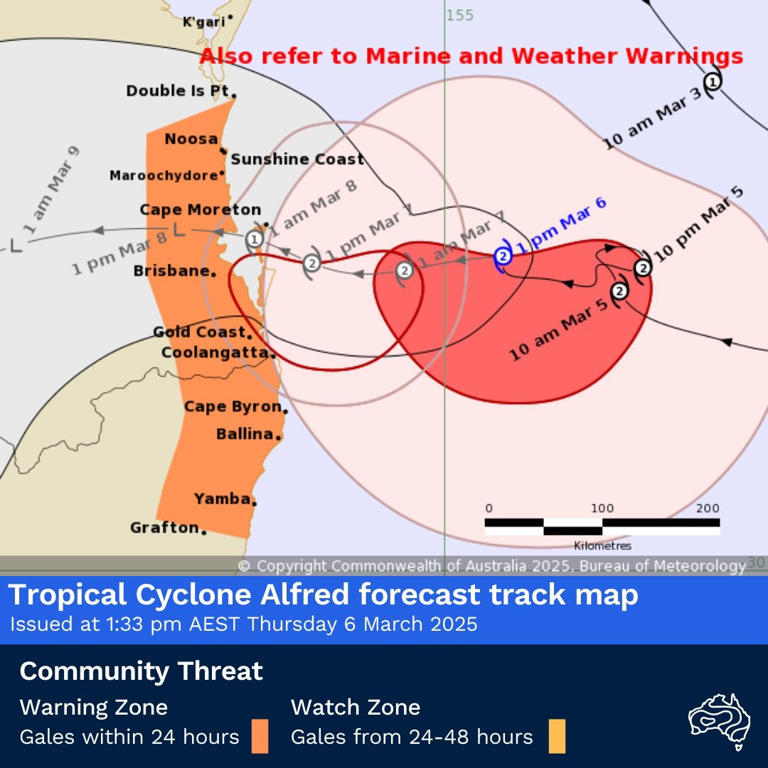 Cyclone Alfred map tracker: When and where will the Category 2 storm ...