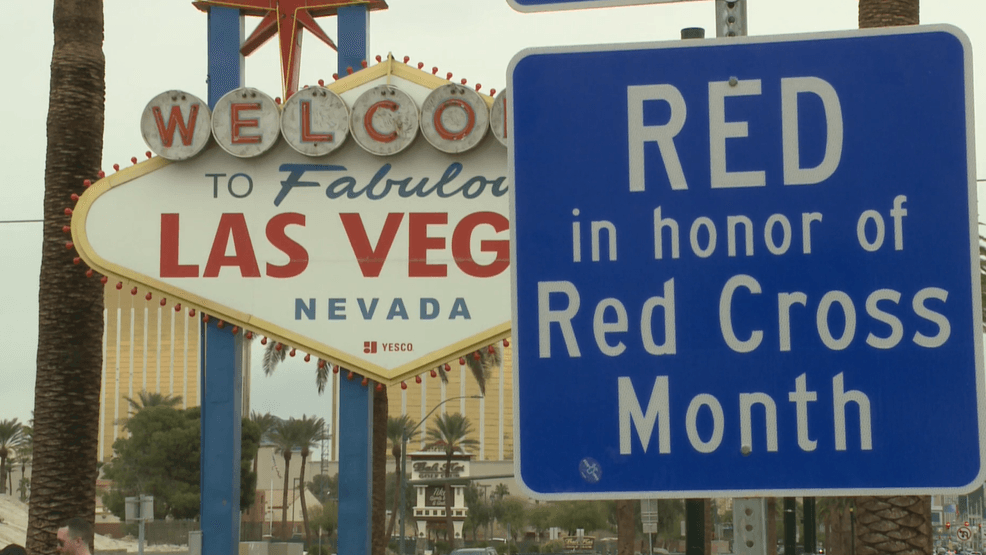 Iconic Las Vegas sign glows red for Red Cross Month in tribute to ...