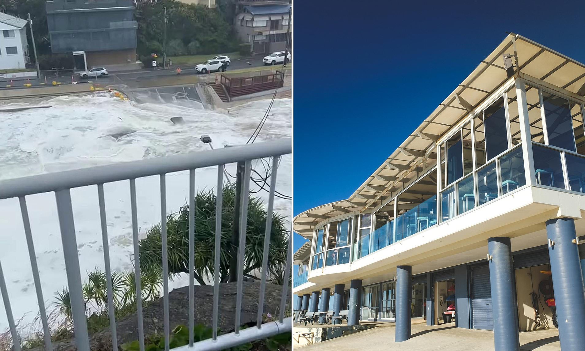 Aussies stranded as road becomes covered by cyclone's storm surge