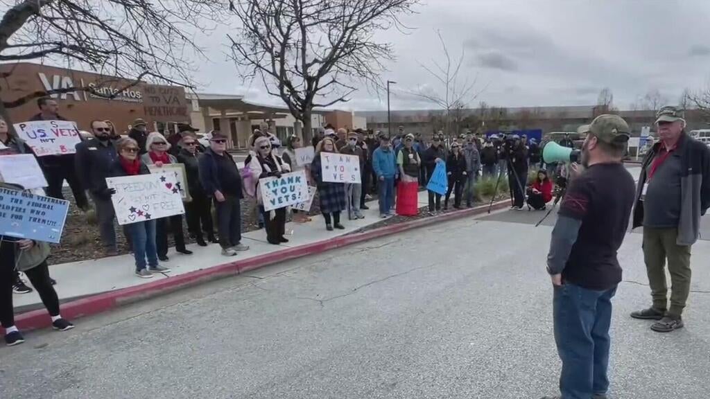 Veterans at Santa Rosa clinic protest Trump's plans to cut jobs at VA