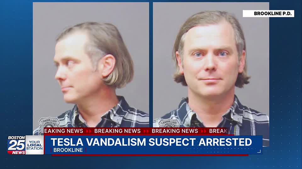 Man arrested, accused of vandalizing Tesla vehicles in Brookline with ...