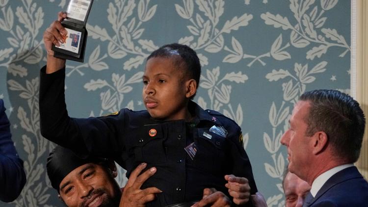 DJ Daniel was first sworn in by Freeport police. Now, the teen battling ...