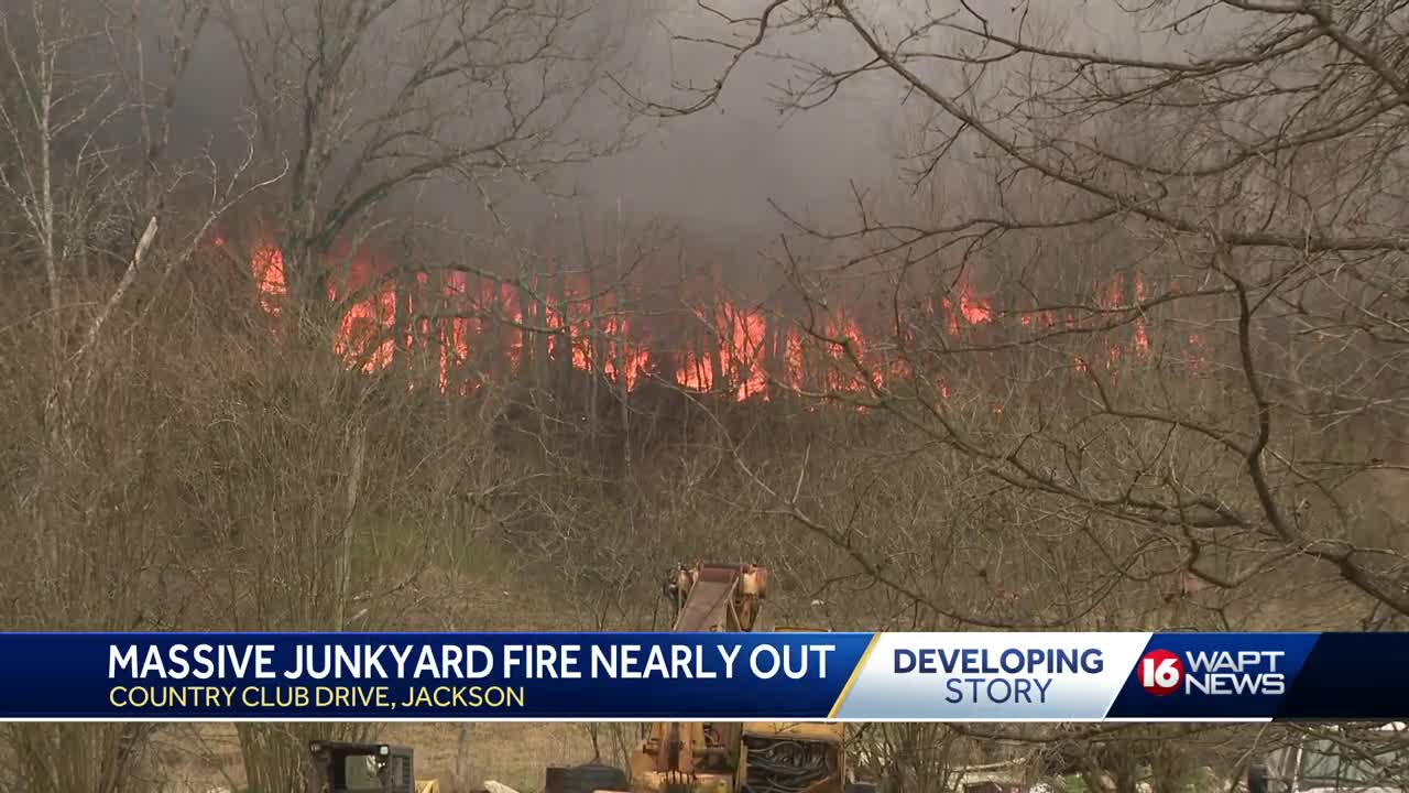 Junkyard fire burns for hours