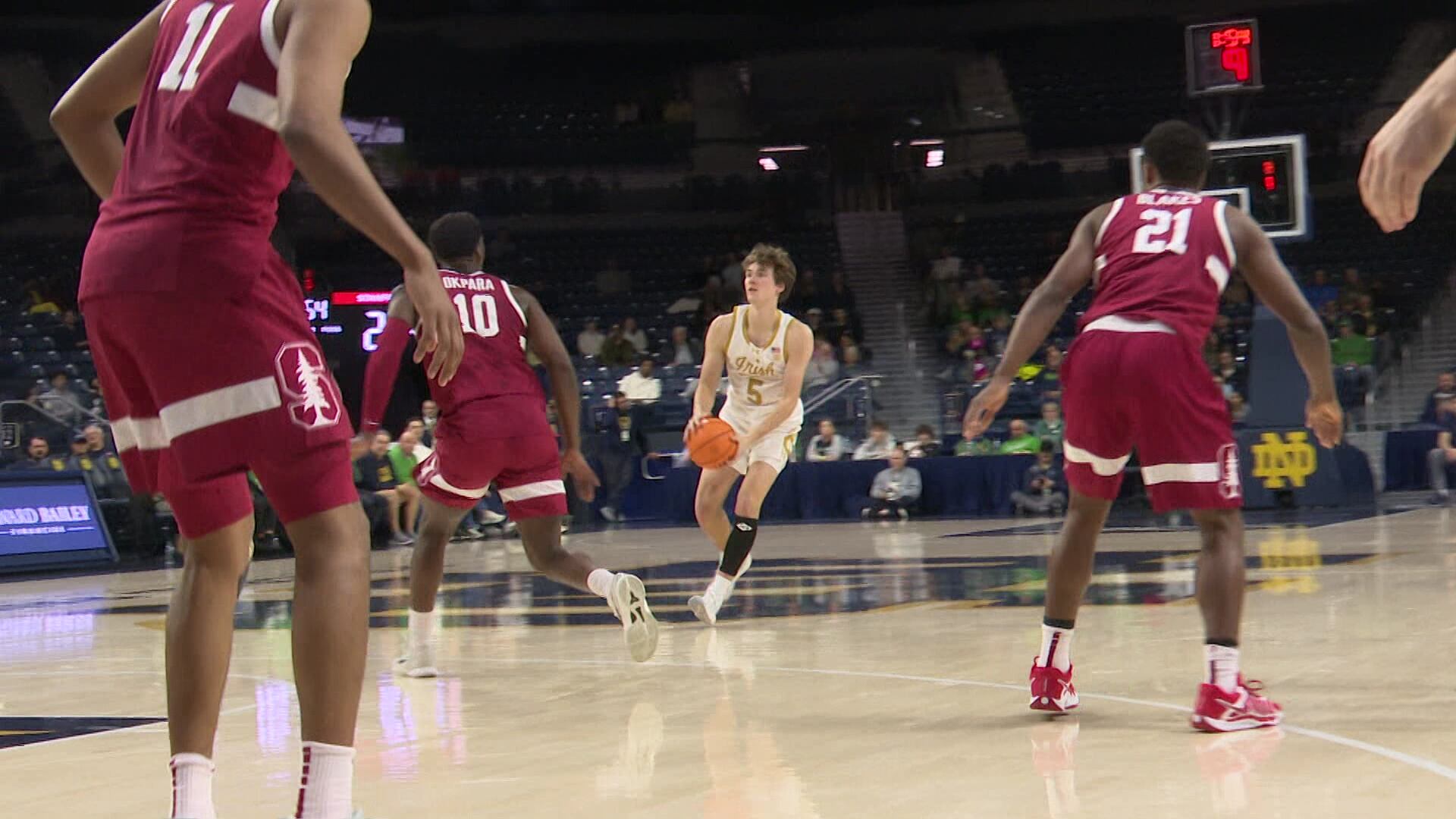 Cole Certa’s 3-pointer lifts Notre Dame to 56-54 win over Stanford
