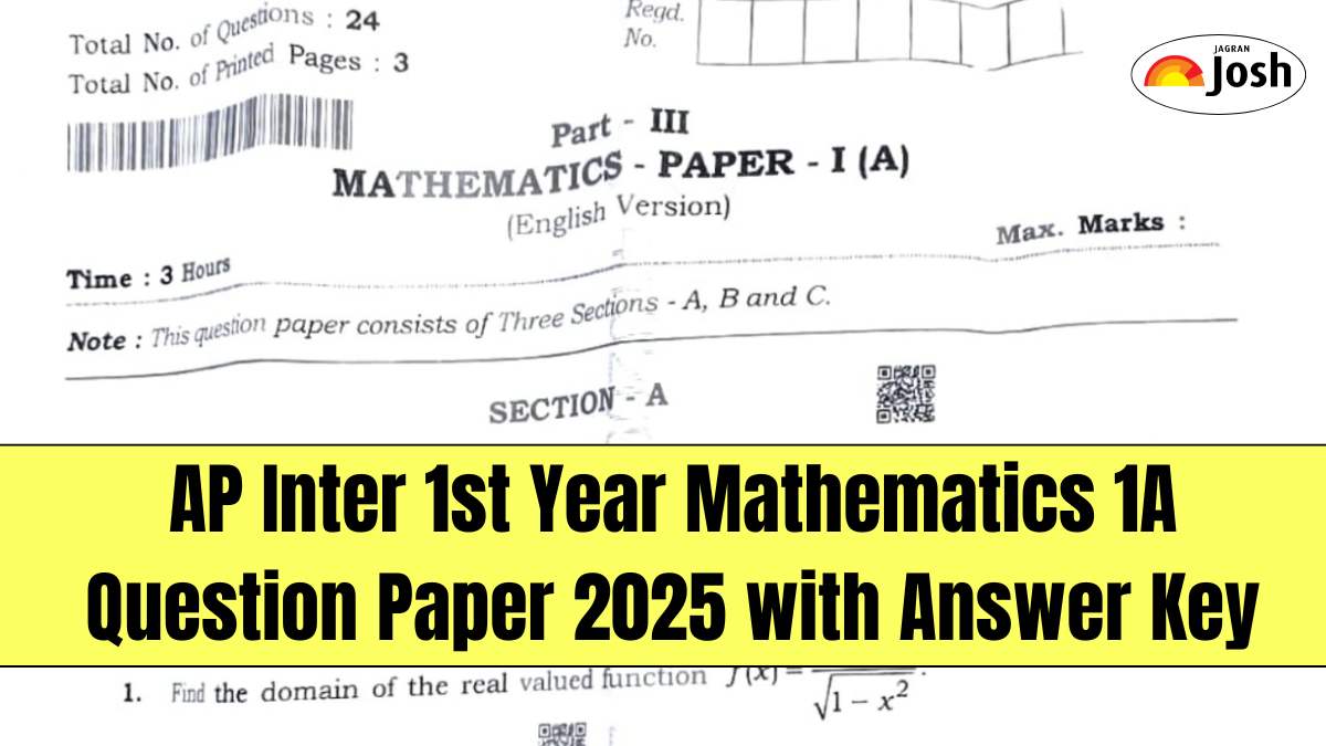 AP Inter 1st Year Mathematics 1A Question Paper 2025 with Answer Key ...